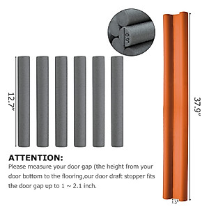 2PCS Under Door Draft Stopper,Twin Door Draft Blocker Weather Stripping Noise Cold Air Blocker Window,Washable,Dust Proof,Removable,Adjustable Door Sweeps 38"(Orange)