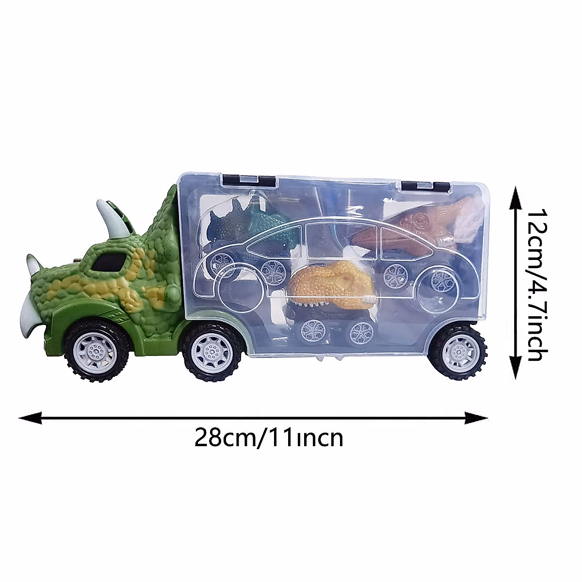 Dinosaurs Carrier Truck, Dino Transport Toy Vehicles with 3 Mini Dinosaur Pull Back Cars, Perfect Christmas Stocking Stuffers Gifts for 3+ Year Old Kids and Boys