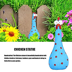 Chicken Statue, Big Eye Chicken Long Neck, Microlandschaft Hand Crafted Resin Animal Garden Statues for Garden Yard Art Decoration(Blue)
