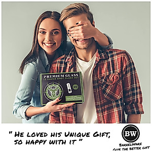 BarrelWare Premium Glass | 12 Gauge Shot Glasses, Bullet Shot Glass, Bullet Glass, Groomsmen Shot Glasses | Shot Glass Set, Shotgun Shell Shot Glasses, Bullet Shot Glasses for Men, Bullet Shot Glasses