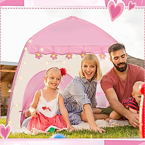 Wettarn Kids Princess Tents with Star Lights, Rug for Girls Boys Kids Gift 51 x 51 x 39 Inch Play Tent Princess Castle Playhouse Tent, Pink Castle for Indoor Outdoor Birthday Children Room