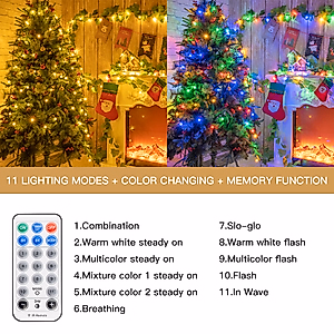 Ollimy Globe String Lights USB Powered, 40FT 80LED Waterproof Christmas Lights with Remote, Warm White+Multicolor Fairy Lights for Indoor Outdoor Christmas Home Party Patio Garden Wedding