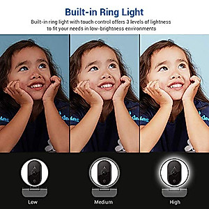 NexiGo Streaming Webcam with Ring Light and Dual Microphone, Advanced Auto-Focus, Adjustable Brightness with Touch Control, 1080P Web Camera for Zoom Skype Facetime, PC Mac Laptop (Renewed)