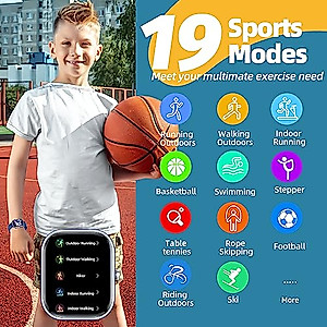 YOUSOKU Smart Watch for Kids, Fitness Tracker Watch with 19 Sport Modes, Pedometers, Sleep Mode, IP68 Waterproof, Kids Smart Watch, Great Gift for Boys Girls Teens 6-14 Compatible with Android iOS…