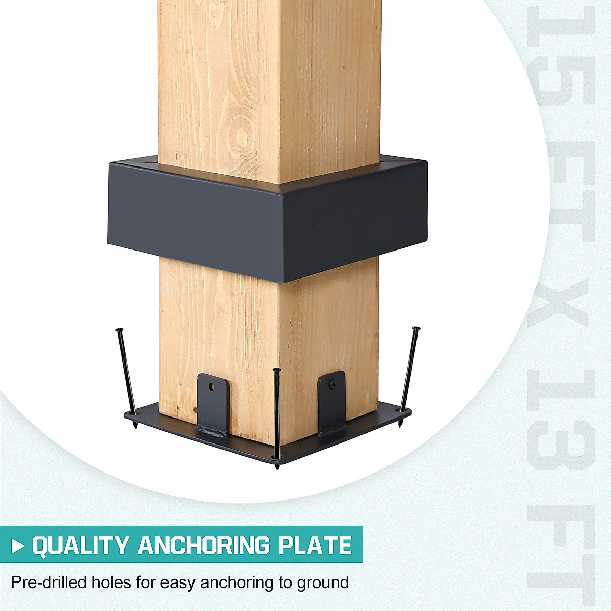 EAGLE PEAK 13x15 Hardtop Gazebo, Galvanized Steel Double Roof Gazebo with Cedar Wood Frame, Outdoor Pavilion for Patio, Deck, Lawn and Garden, Natural Wood/Black