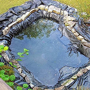 SANJIANG Pond Liner, Black Heavy Duty Pond Liner Protection for Fish Ponds, Streams Fountains and Water Garden,12x9m