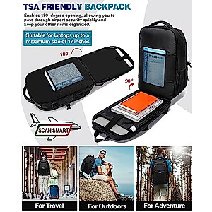 VANKEV Travel Backpack, Extra Large Laptop Backpack for Women Men，School College Business Work Bookbag Anti Theft TSA Approved Computer Bag Fits 17 Inch Laptop with USB Charging Port(Black)