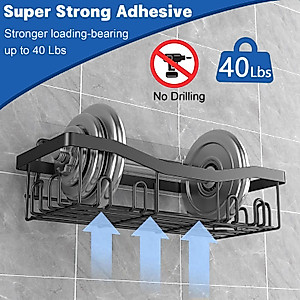 Generic Adhesive Shower Caddy,5 Pack Shower Shelves with 8 Hooks,Soap Holder & Toothbrush Holder, Rustproof Stainless Steel Bathroom Shelves Bathroom Organizers and Storage and Home Decor, Black