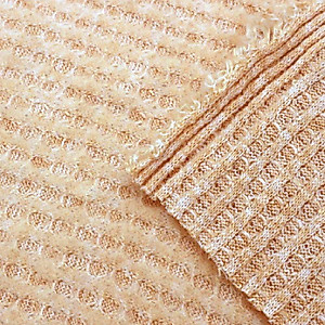 Toast Chambray Waffle Brush Poly Rayon Spandex Knit Fabric