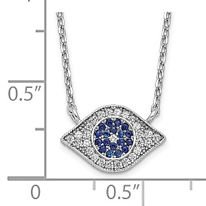 IceCarats 925 Sterling Silver Cubic Zirconia CZ Hamsa Good Luck Blue Evil Eye Protection Necklace 17 inch Chain