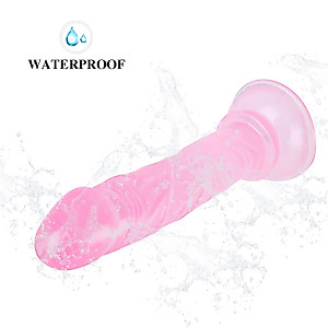 6 Inch Small Pink Jelly Dildo Realistic Mini Crystal Clear Dildo with Suction Cup for Women Adult Sex Toy