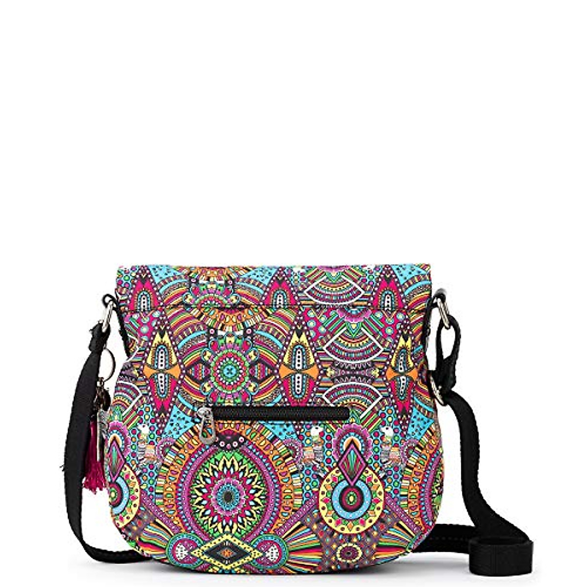 Sakroots womens Eco-twill, Multifunctional Purse With Adjustable Strap & Zipper Pockets Foldover Crossbody Bag In Eco Twill, Rainbow Wanderlust, One Size US