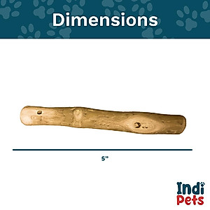 INDIPETS Coffee Wood Dog Chew Stick Stress Relief Toy: Natural Durable Real Wooden Bone Sticks for Dogs, Safe Dental Cleaning Chews for Teething Puppy | X-Small, Natural (PN: 50011)