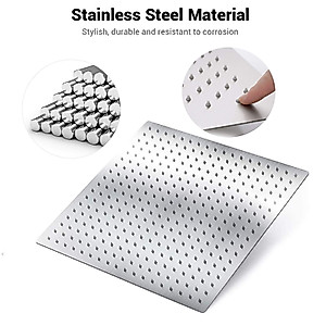 AWARA 16 Inch Rain shower head, Square Ultra Thin 304 Stainless Steel High Pressure shower head, Large Brushed Nickel Rainfall Shower Head, Full Body Coverage Modern Waterfall Shower Head