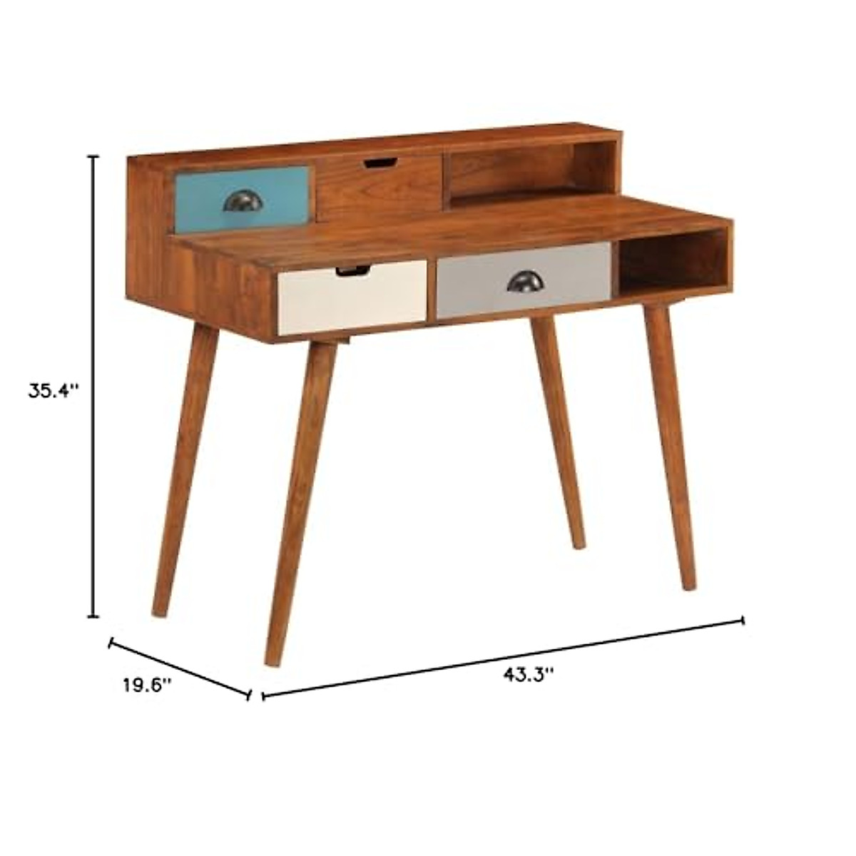 ULUYYUC Writing Desk,Computer Desks Home Office Desk Sit-Stand Desks with Drawers Suitable for Home, Office, Bedroom, Conference Room, etc 43.3"x19.6"x35.4" Solid Acacia Wood