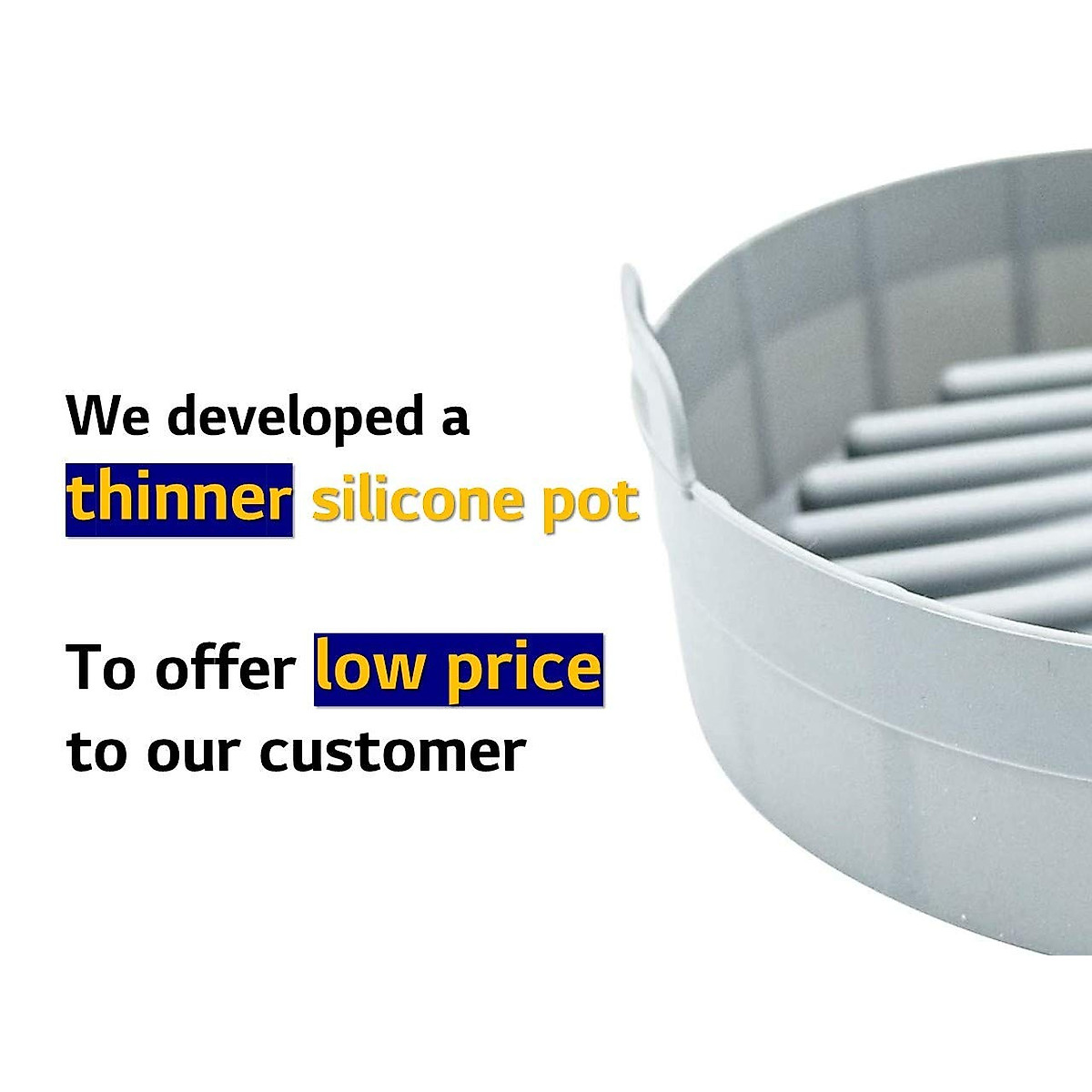 [Set of 2] Air Fryer Silicone Pot - Replacement of Parchment Paper Liners [7.5inch] No More Cleaning Basket After Using the Air fryer - Food Safe Air fryers Oven Accessories