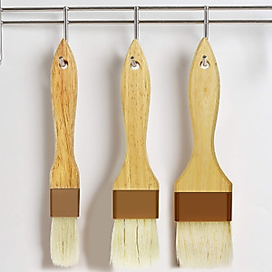 6 Pieces Pastry Brushes Basting Oil Brush with Boar Bristles and Beech Hardwood Handles for Spreading Butter Cooking Baking BBQ Oil Brush(1 inch, 1.6 inch, 3 inch)