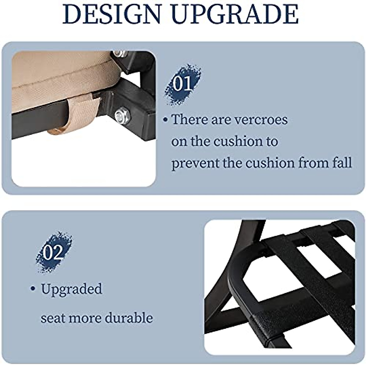 Oakmont Outdoor Furniture 3 Piece Conversation Bistro Set Rocking Chairs and Glass Top Table, Thick Cushions, Black Steel (Brown)