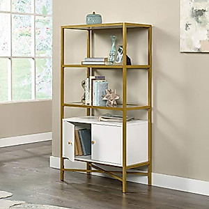 Sauder Harper Heights Bookcase with Doors, White Finish