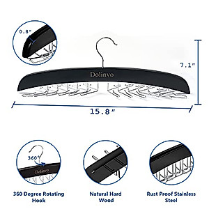 Tank Tops Hanger with 24 Large Capacity, Bra Space Saving Hangers Heavy Duty Wooden with 360°Rotating Hooks, Closet Organizer for Tank Tops, Camisole, Bathing Suits, Bras, Scarfs etc, Black