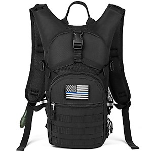 SHARKMOUTH Tactical Molle Hydration Backpack - Small Military Hydration Pack with 2L Water Bladder - Insulated Water Backpack for Hiking Running