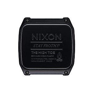 NIXON High Tide A1308 - All Black - Digital Watch for Men and Women - Water Resistant Surfing, Diving, Fishing Watch - Men’s Water Sport Watches - Customizable 44 mm Face, 23mm PU Band