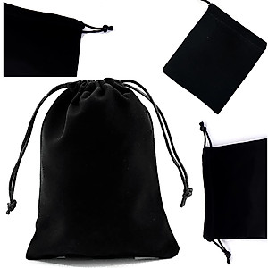 4 Pcs Luxury Anti-Tarnish Cloth Bag for Silver Storage, Jewelry, Silverplate, Protection Flatware Silverplate Tarnish Cleaning (Black, 10 x 13.78 Inch)