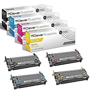 Clever Supplies CS Compatible Toner Cartridge Replacement for HP 3600n Q6470A Black Q6471A Cyan Q6472A Yellow Q6473A Magenta HP 501A & 502A COLOR LASERJET 3600N 3600DN 3800N 3800DN 3800DTN 4 Color Set