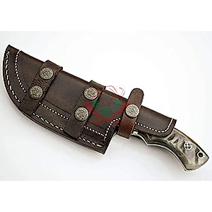 FB LEATHER CRAFTS D2 Tracker Hunting Knife Large Knives Survival Skinning Hammered Sheath Steel 9.75 Inches