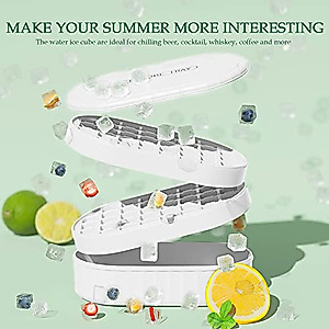 Jasilon Ice Cube Tray with Lid and Bin and Scoop for Freezer, [BPA FREE] Easy Release 72 Small Mini Ice Cube Trays with Cover Storage Container, Ice Cube Maker Ice Cube Mold Ice Cube Bin (White)