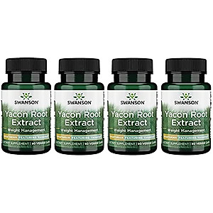 Swanson Yacontrol Yacon Root Extract 4:1 100 Milligrams 90 Veg Capsules (4 Pack)