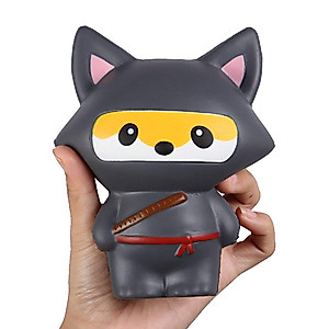 Anboor 2 PCS Squishies Ninja Jumbo Panda and Fox Slow Rising Squishies Kawaii Scented Soft Animal Toys Stress Relief Kid's Toys