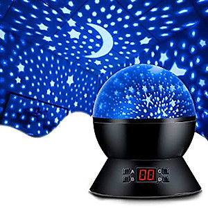 MOKOQI Star Projector Night Lights for Kids with Timer, Toys for 2-5-14 Year Old Boys Room Lights for Kids Glow in The Dark Stars Moon for Child Sleep Peacefully, Birthday Gifts for Boys-Black