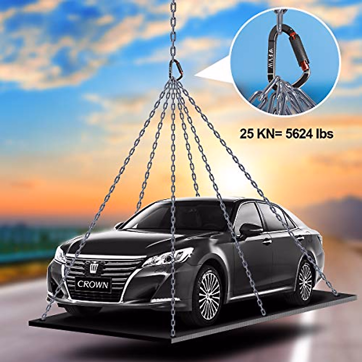 FVW 3 Pieces Heavy Duty Climbing Carabiners, 25KN UIAA Certified Auto Locking Rock Climbing Carabiners Clips for Hammocks, Swing, Locking Dog Leash and Harness, Camping, Hiking & Utility (Black)