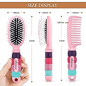 Hair Brush Comb Set, Mini Detangling Hair Brushes for Women Men Kids, Pocket Travel Detangler Hair Brush and Small Wide Tooth Comb for Curly Thick Long Fine Dry Wet Hair, Removes knots Minimizes Pain