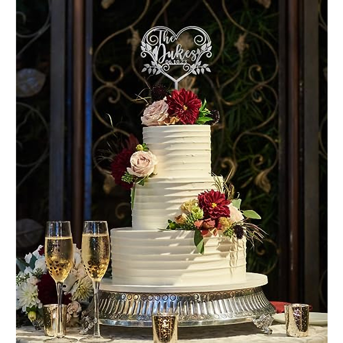 Rustic Cake topper, Personalized wedding cake topper, Custom Mr Mrs Anniversary Cake topper, Custom Calligraphy Cake topper