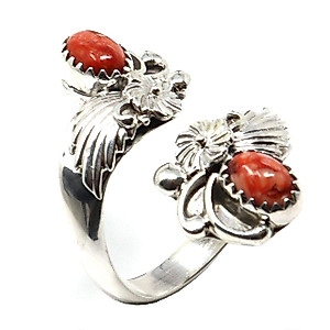 L7 Trading Adjustable Ring Featuring Red Spiney Oyster