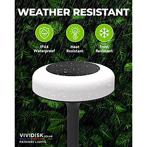 Bell+Howell VIVIDISK LED Solar Garden Lights Easy to Install Color Changing 4 Pk Solar Pathway Lights/Yard Lights, Solar Landscape Lights Solar Powered Waterproof, Lawn/Walkway/Driveway Lights…