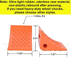 Tiousmoky Wheel Chocks, Rubber Wheel Chock with Curved, Durable, Non-Slip, Solid Trailer Wheel Chocks for Boat Trailers, RV, Truck, Camper, 40000lbs (Orange)