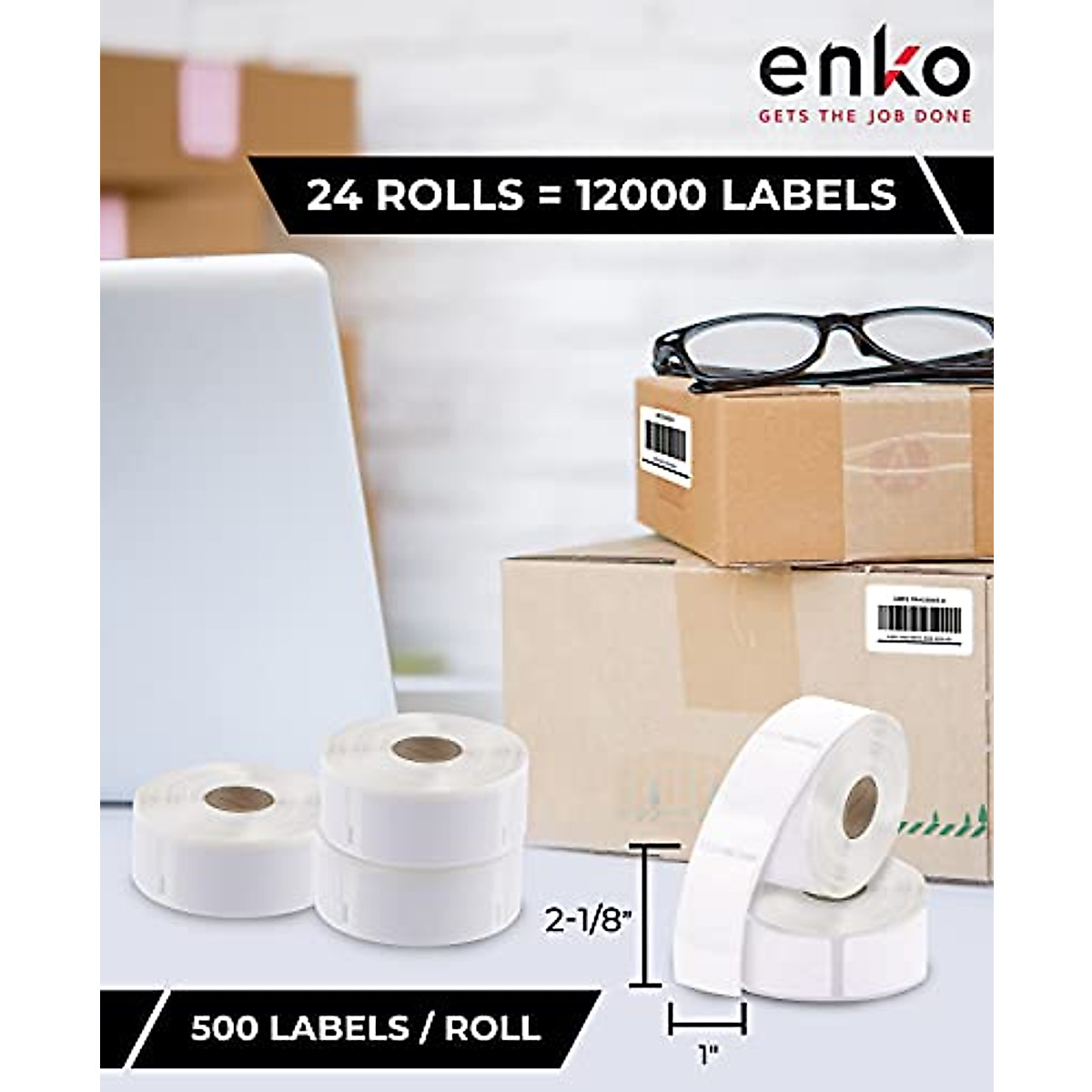 enKo (24 Rolls, 12000 Labels) Address & Shipping Labels 30336 (1" x 2-1/8) Compatible for Dymo LabelWriter