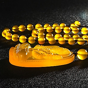 c1lint7785631 Women's Necklaces Men's Necklaces Buddha Pendant Necklace Bodhisattva Amulet Talisman Made of Agate Gemstone (yellow agate Akasagarbha (Space))