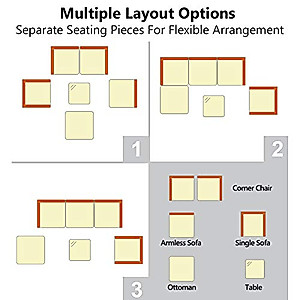 Tangkula Patio Furniture Set 6 Piece Outdoor Lawn Backyard Poolside All Weather PE Wicker Rattan Steel Frame Sectional Cushioned Seat Sofa Conversation Set (Gradient Gray with Black Cushion Cover)