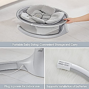 BabyBond Baby Swings for Infants, Bluetooth Infant Swing with Preset Lullabies, 5 Point Harness Belt, 5 Speeds and Remote Control - Portable Baby Swing for Indoor and Outdoor (New Version)