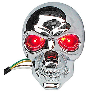 Light-Up Red Eye Skull Trailer Hitch Receiver Cover Brake Tail fits 2" or 1-1/4" Hitches w/4-pole Plug