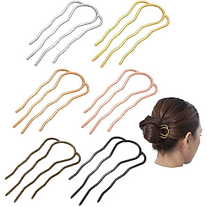 6 Pieces Hair Fork Clip Stick 87 mm Side Comb 4 Prong Updo Bun Hairpin Sticks Alloy Hair Clips Grips for Women Styling Tool Accessories(Assorted Color)