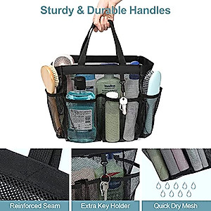 LCHULLE Mesh Shower Caddy Portable Quick Dry Shower Tote Hanging Bath & Toiletry Organizer with 8 Storage Pockets Cosmetic Shower Basket Bag for College Dorm Room Essentials Gym Bathroom Camp Travel