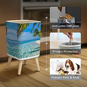 LGCZNWDFHTZ Small Trash Can with Lid Maldives Island Wastebasket with Press Cover Dog Proof Garbage Can Waste Bin for Kitchen Bathroom Nursery 2.6 Gallon