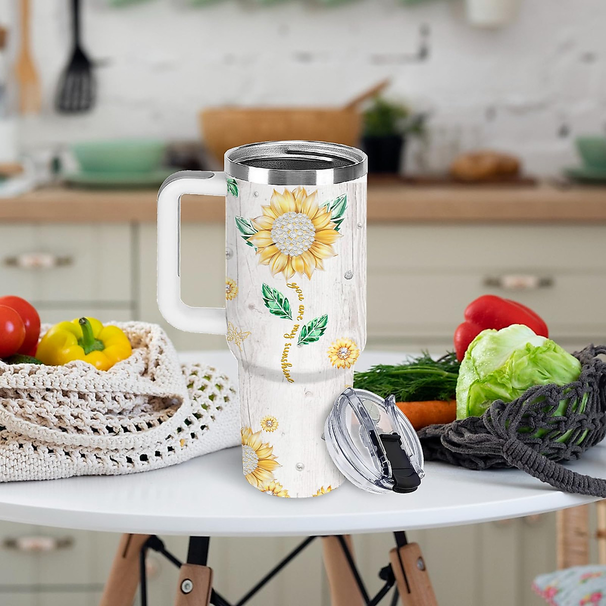 HYMONA Daughter Gifts from Mom Dad, 40oz Daughter Cup Tumbler with Handle, You Are My Sunshine Daughter Insulated Stainless Steel Travel Mug, Birthday Christmas Gifts for Daughter Coffee Travel Mug