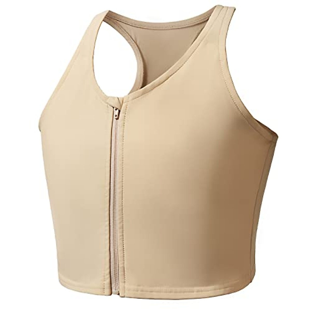 Wonababi Chest Binder Corsets for Transgender, Binder Trans with Zipper Half Length Comfortable Flat Tank Top FTM Binder Bra
