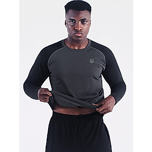 NELEUS Men's Running Shirt Long Sleeve Workout Shirts,5073,3 Pack,Dark Grey/Navy/Slate Grey,3X-Large